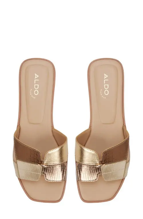 Aldo Itsandalmix Leather Slide Sandal - Gold