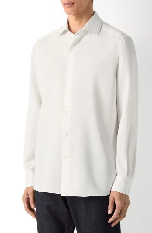 Zegna Cashco Cashmere & Cotton Button-up Shirt - White