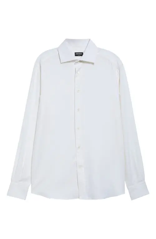 Zegna Cashco Cashmere & Cotton Button-up Shirt - White