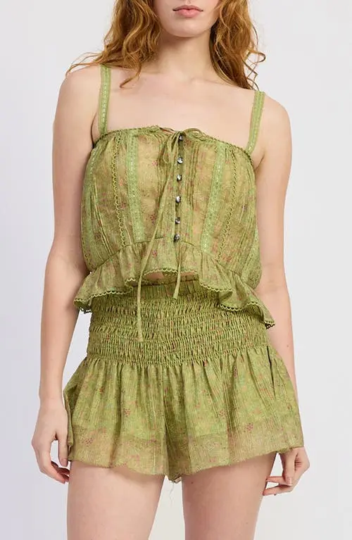 JACQUIE THE LABEL Jenny Ditsy Print Tank - Light Green Ditsy