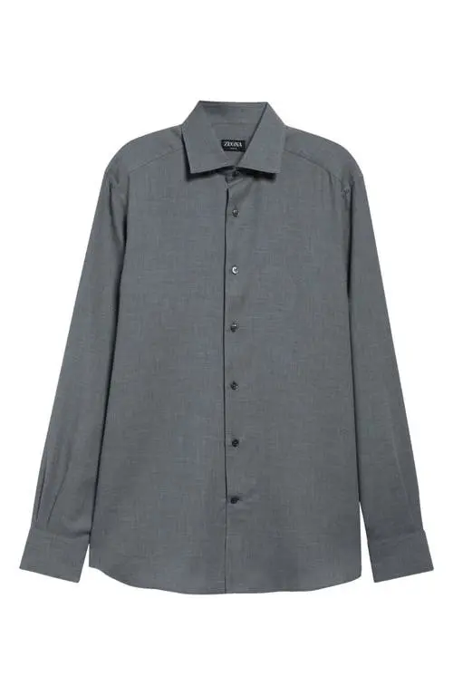 Zegna Cashco Cashmere & Cotton Button-up Shirt - Grey