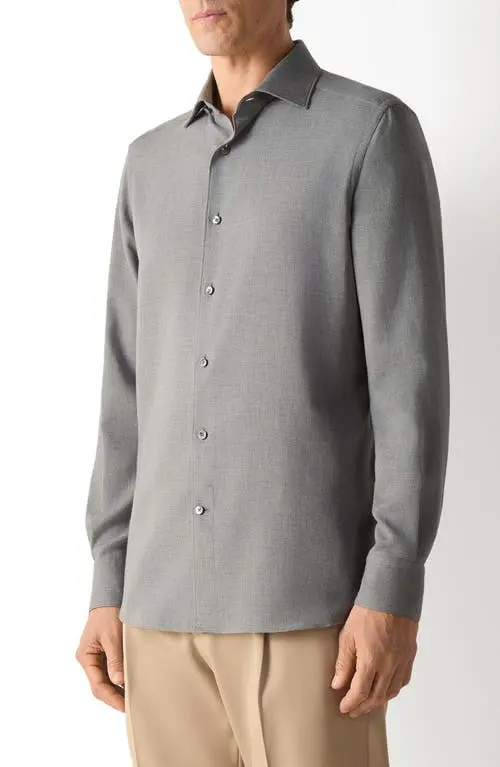 Zegna Cashco Cashmere & Cotton Button-up Shirt - Grey