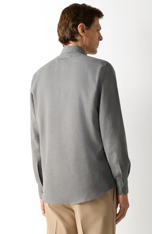 Zegna Cashco Cashmere & Cotton Button-up Shirt - Grey