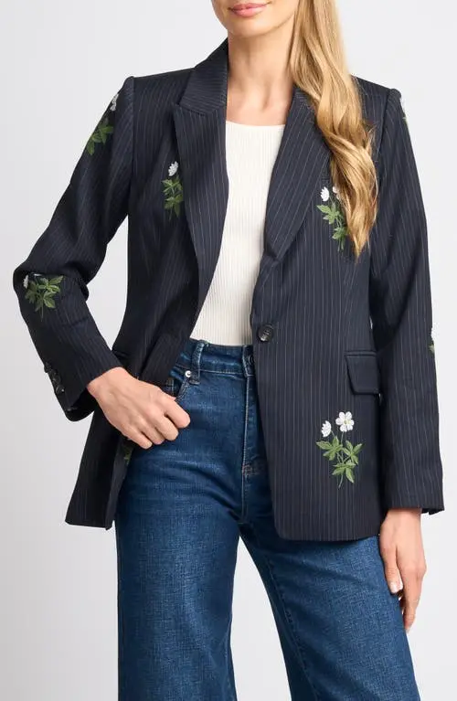Ted Baker London Arden Embroidered Pinstripe Blazer