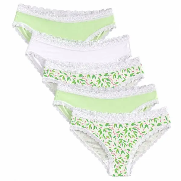 BUMBOO LONDON Green / White Five-pack Bikini Signature Bumboo Collection