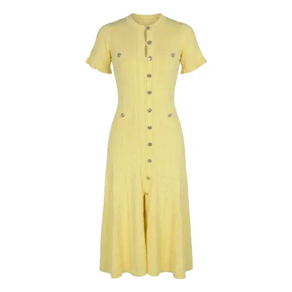 MODENAIRE Ribbed Knit Midi Dress - Yellow