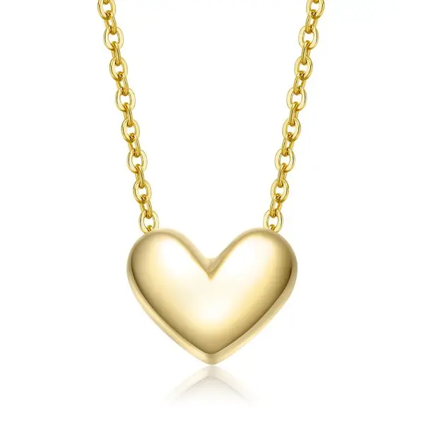 GENEVIVE Heart Pendant Necklace - Gold