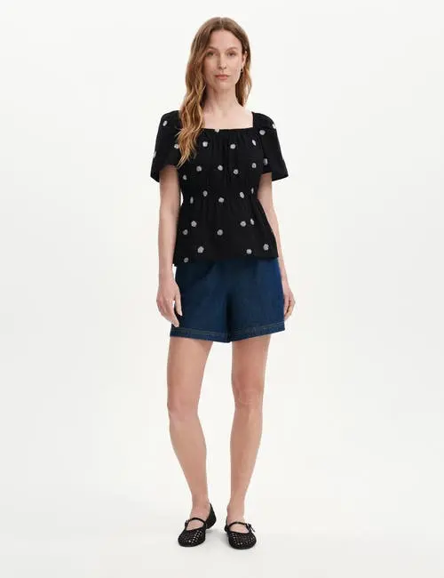 FINERY LONDON Holly Floral Embroidered Cotton Top