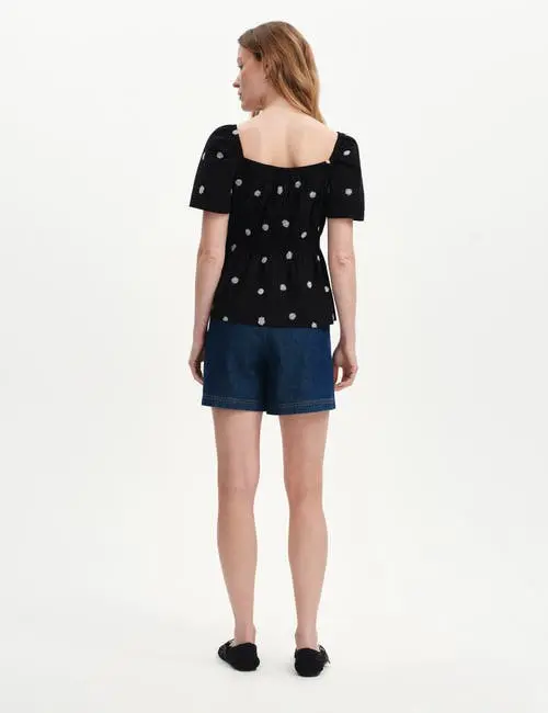 FINERY LONDON Holly Floral Embroidered Cotton Top