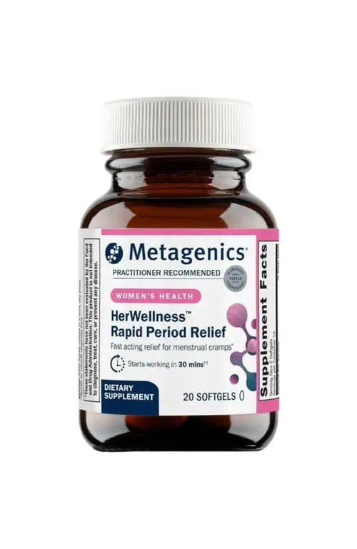 METAGENICS Fast-acting Herbal Period Relief Supplement 20 Softgels - None