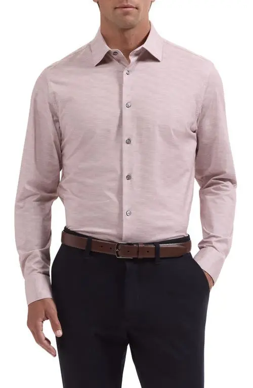 Bugatchi James Ooohcotton® Herringbone Print Button-up Shirt