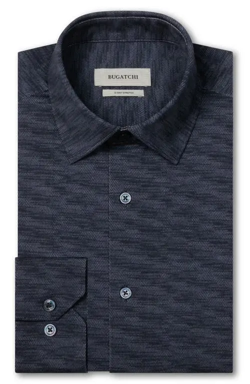 Bugatchi James Ooohcotton® Herringbone Print Button-up Shirt - Navy