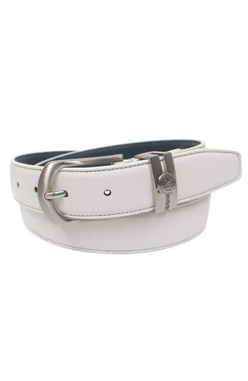 IZOD Golf 32mm Genuine Leather Belt With Metal Keeper - White