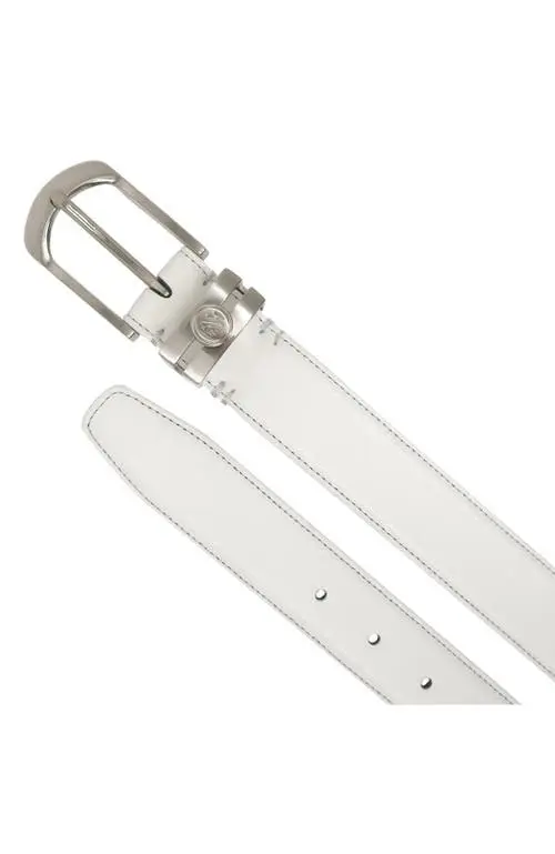IZOD Golf 32mm Genuine Leather Belt With Metal Keeper - White