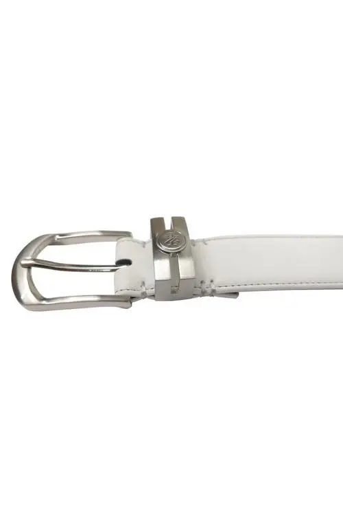 IZOD Golf 32mm Genuine Leather Belt With Metal Keeper - White