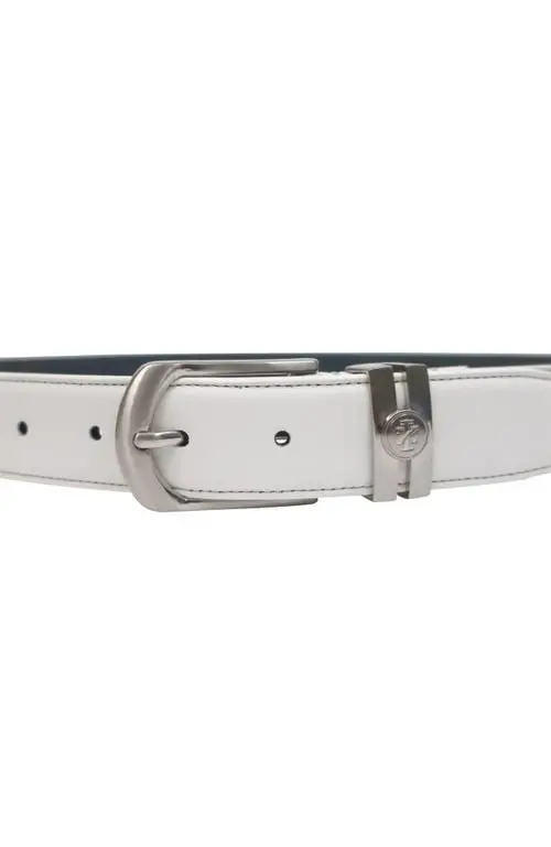 IZOD Golf 32mm Genuine Leather Belt With Metal Keeper - White