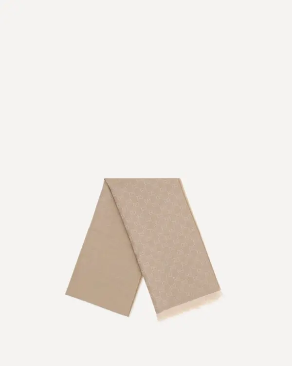 Gucci Gg Supreme Embroidered Wool Scarf - Beige
