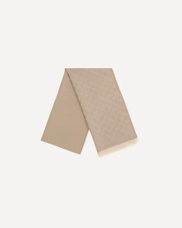 Gucci Gg Supreme Embroidered Wool Scarf - Beige