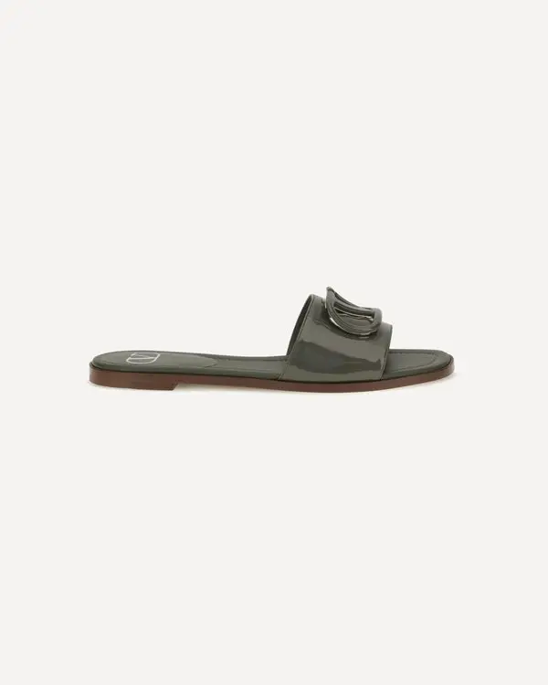 Valentino Garavani Vlogo Patent Leather Slide Sandals