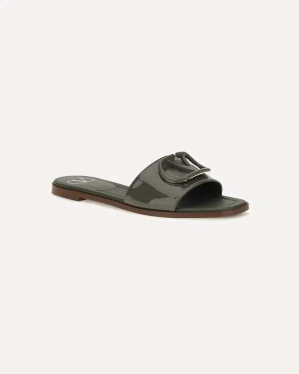 Valentino Garavani Vlogo Patent Leather Slide Sandals