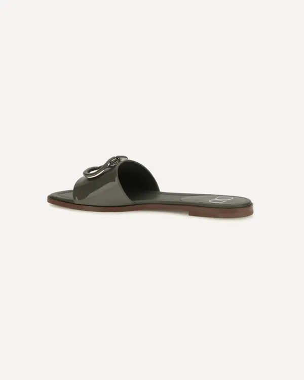 Valentino Garavani Vlogo Patent Leather Slide Sandals