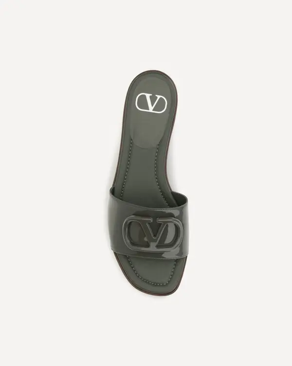 Valentino Garavani Vlogo Patent Leather Slide Sandals