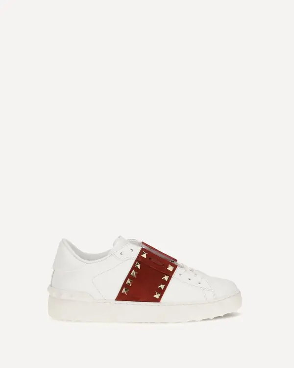 Valentino Garavani Rockstud Untitled Sneakers With Suede Band - White