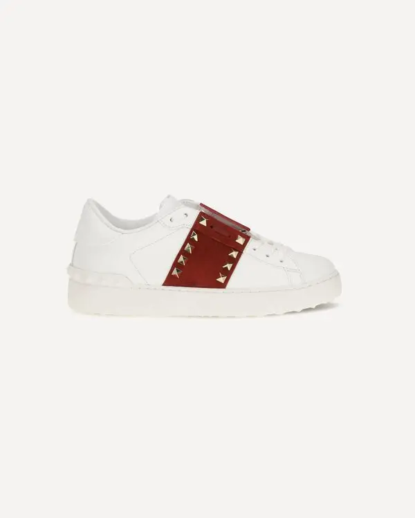 Valentino Garavani Rockstud Untitled Sneakers With Suede Band - White