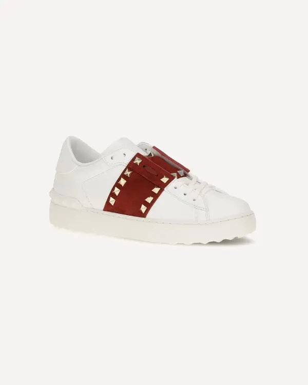 Valentino Garavani Rockstud Untitled Sneakers With Suede Band - White