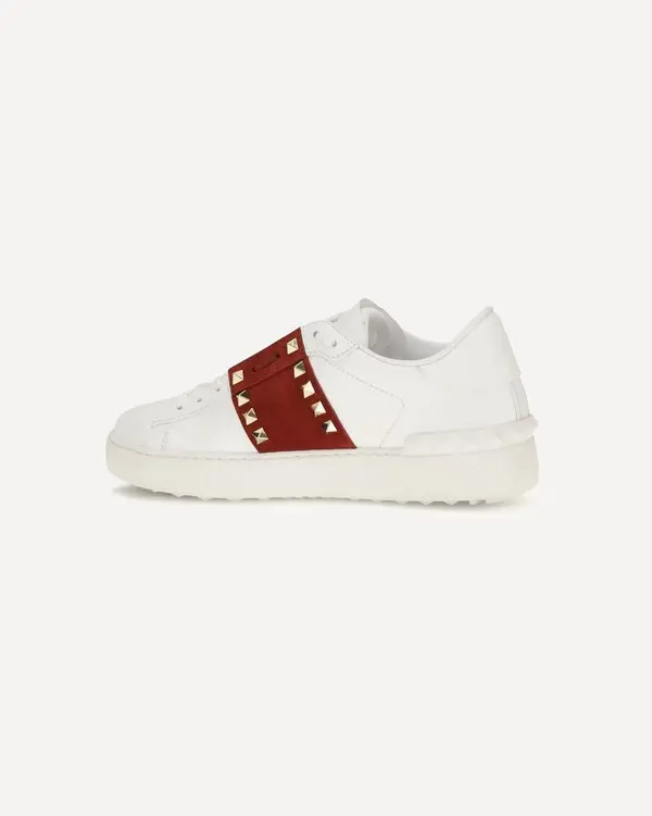 Valentino Garavani Rockstud Untitled Sneakers With Suede Band - White