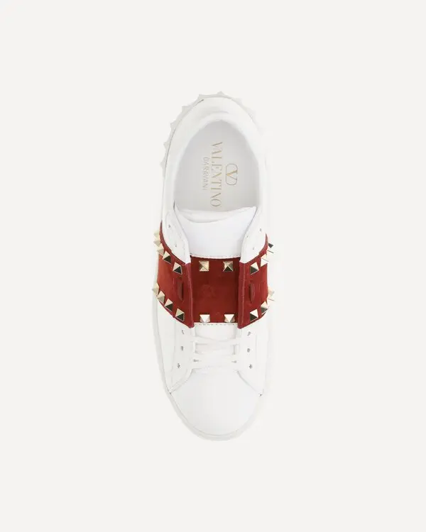 Valentino Garavani Rockstud Untitled Sneakers With Suede Band - White