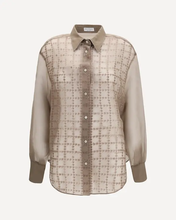 Brunello Cucinelli Heer Checked Hirt - Beige