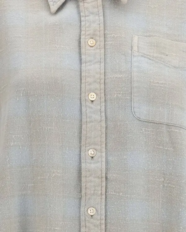 R13 Cotton Distressed Oversized Shirt - Light Blue