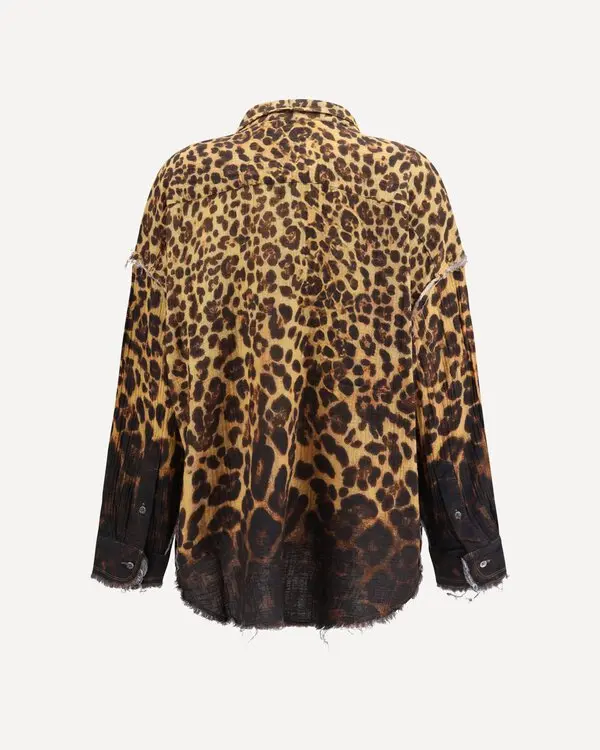 R13 Cotton Leopard Print Shirt - Brown