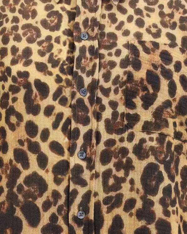 R13 Cotton Leopard Print Shirt - Brown