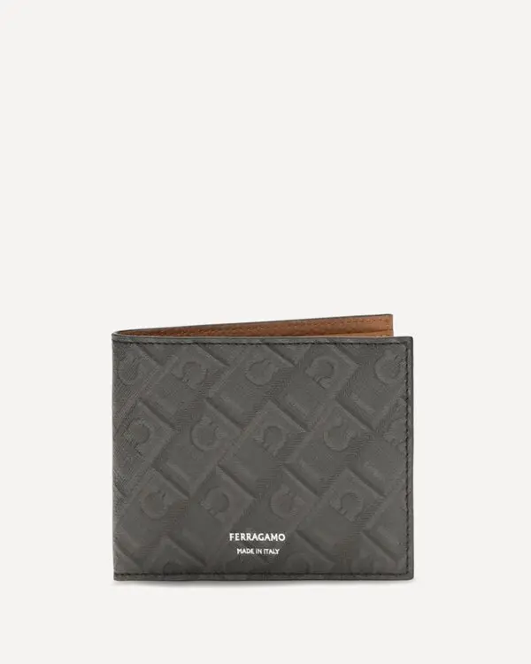 FERRAGAMO Leather Bifold Wallet With Gancini Pattern