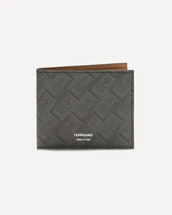 FERRAGAMO Leather Bifold Wallet With Gancini Pattern