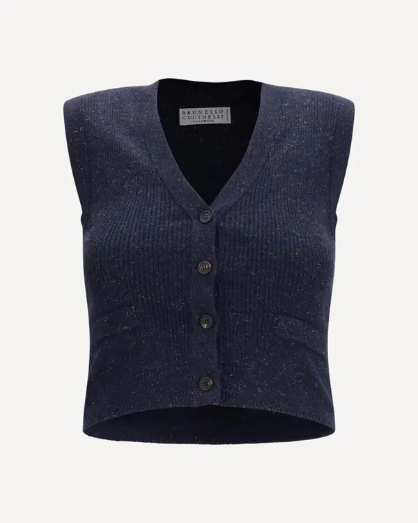 Brunello Cucinelli Sleeveless V-neck Cardigan - Blue