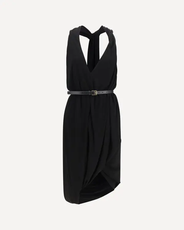 Loewe Draped Viscose Crepe Jersey Halterneck Maxi Dress