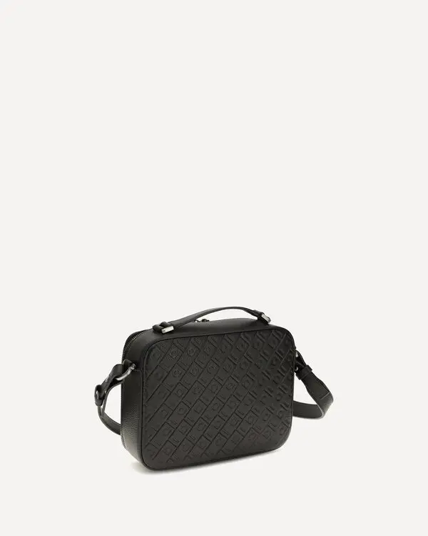 FERRAGAMO Leather Crossbody Bag With Embossed Gancini Pattern