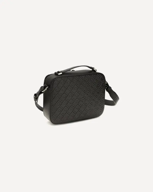 FERRAGAMO Leather Crossbody Bag With Embossed Gancini Pattern