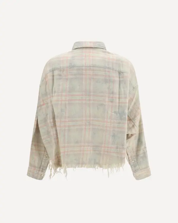 R13 Plaid Cropped Shirt - Beige
