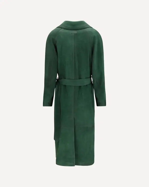 VALSTAR Vintage Effect Suede Double Breasted Trench Coat