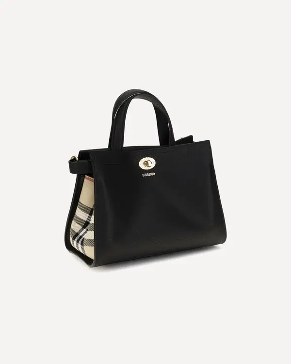 Burberry Mini Cotswolds Check Top Handle Bag - Black