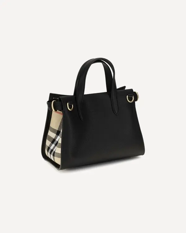 Burberry Mini Cotswolds Check Top Handle Bag - Black