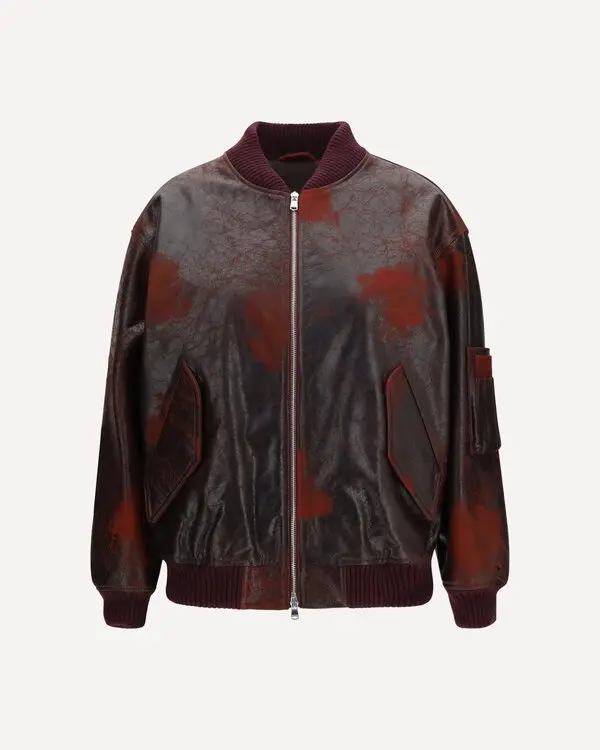 VALSTAR Oversized Crackle Nappa Leather Bomber Jacket