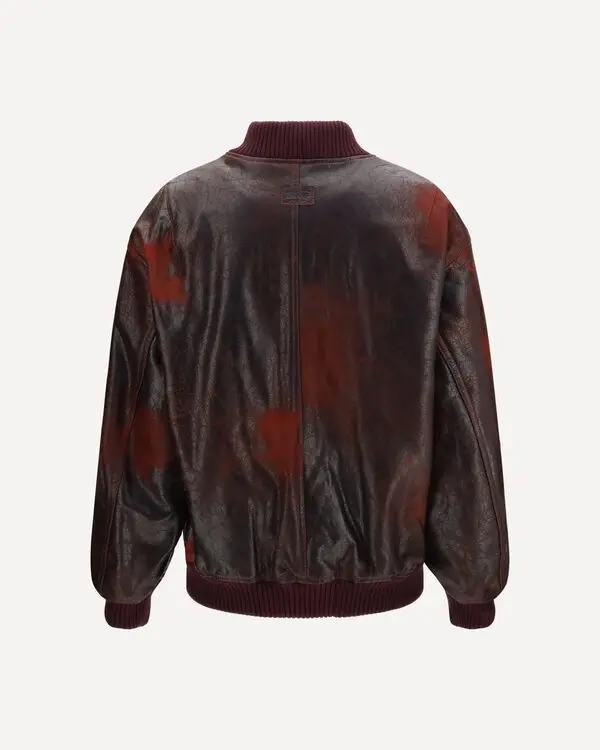 VALSTAR Oversized Crackle Nappa Leather Bomber Jacket