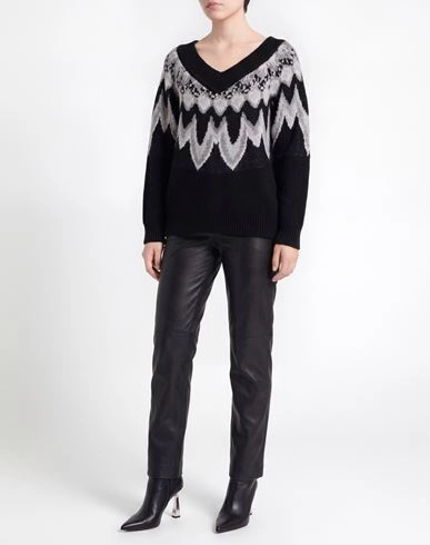 NO SECRETS Jacquard-knit V-neck Sweater With Sequins
