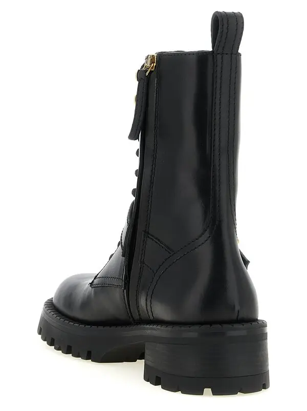 Versace Calfskin Leather Ankle Boots With Medusa Buckle - Black