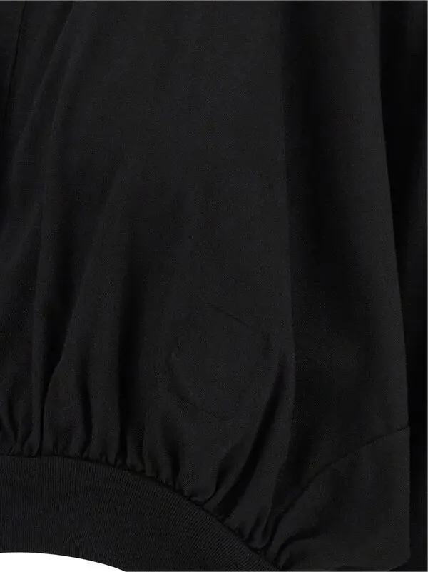 Rick Owens Cropped Hooded Top With Long Sleeves In Cotton Jersey - Black